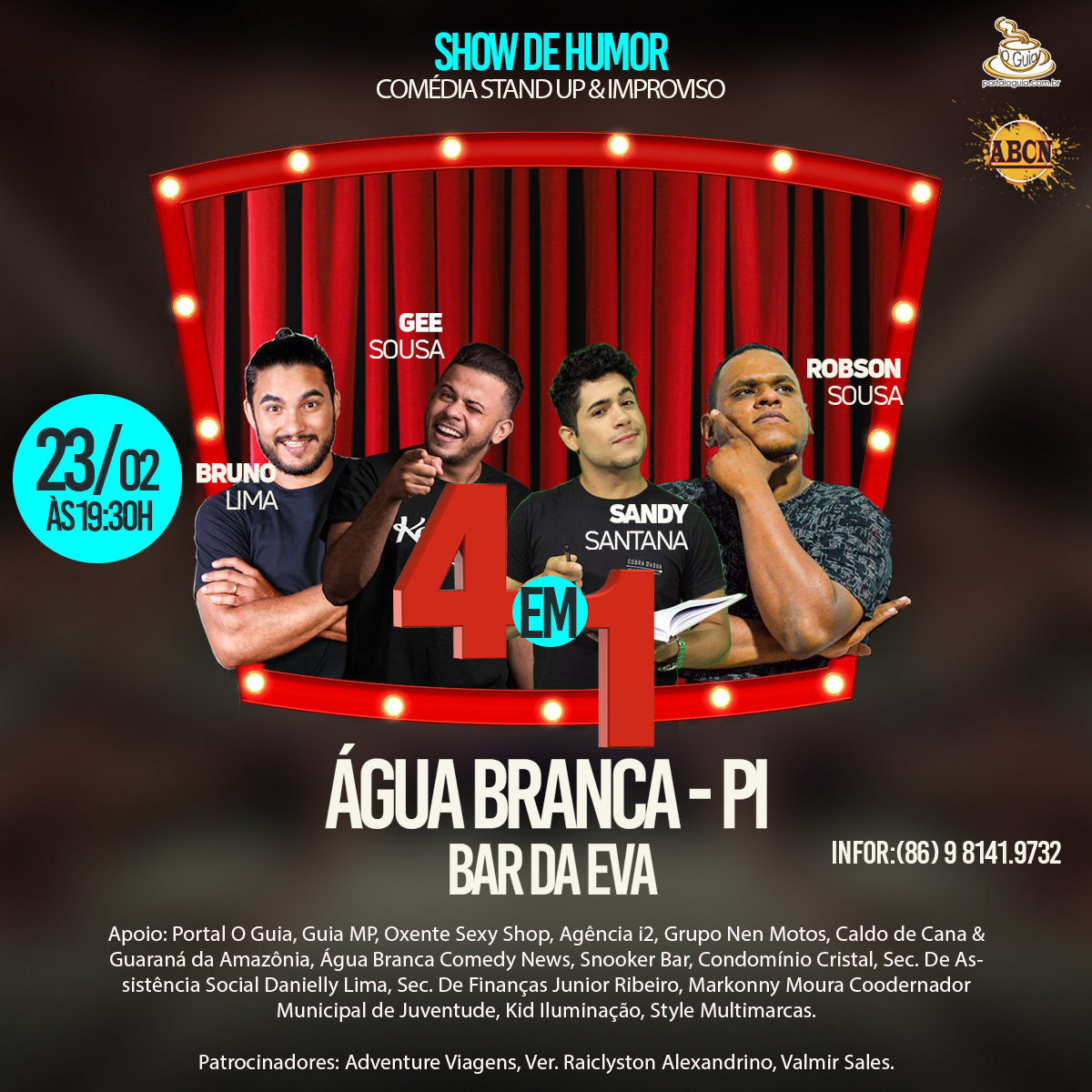 Show de humor Stund Up e improviso em Água Branca - 180graus - O Maior ...