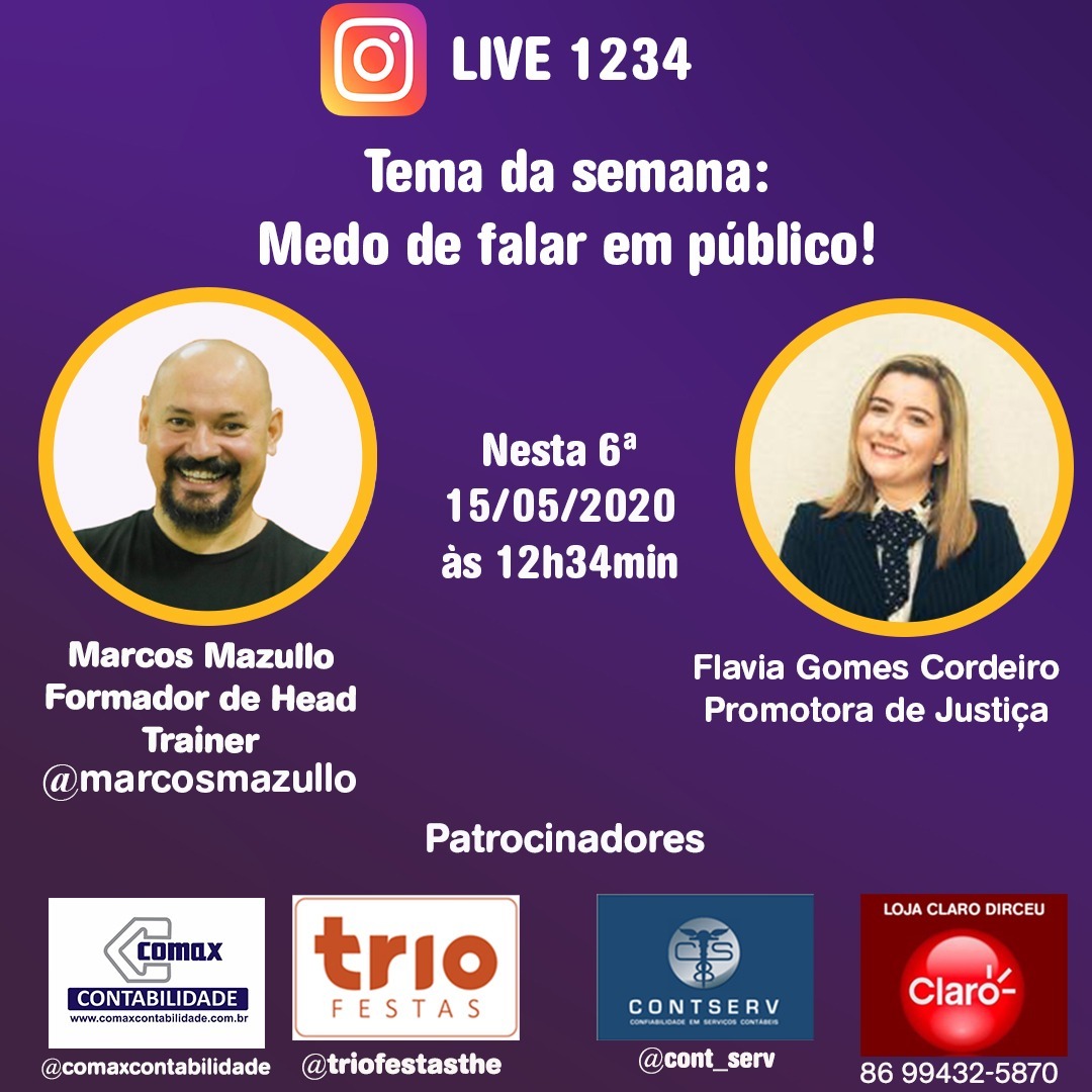 Hoje receberei na minha live 1234 a promotora de justiça Flavia Gomes ...