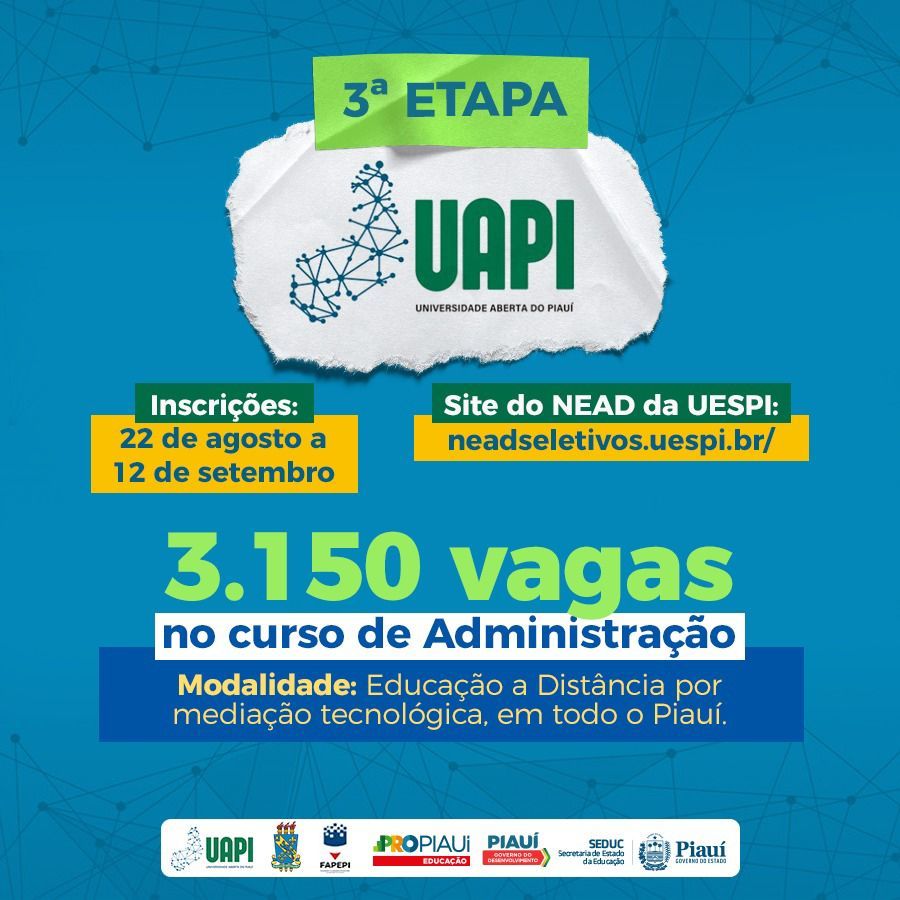 Vestibular: Inscrições abertas para 3ªetapa da UAPI - 180graus - O ...