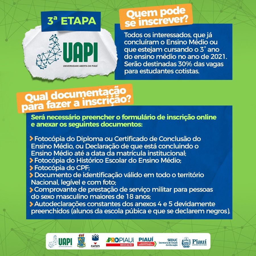 LIVE: UAPI realiza live na sexta-feira (03) sobre o vestibular da 3ª ...