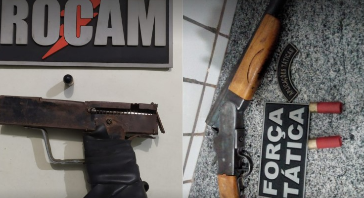 Dupla é presa com armas ao tentar fugir de abordagem em THE: placa da moto estava com fita ...