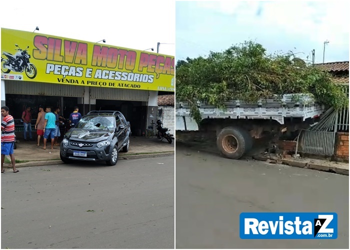 Caminhão desgovernado desce rua de ré, atinge carro e muro de residência no Piauí - 180graus - O ...