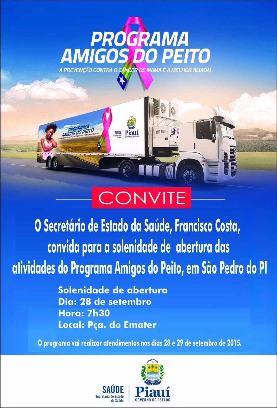 Programa Amigos do Peito realizará atendimentos em São Pedro do Piauí - 180graus - O Maior ...