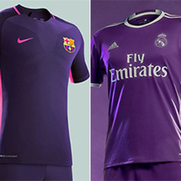 No mesmo dia, Barcelona e Real lançam uniformes roxos para temporada
