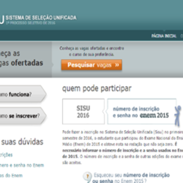 Portal do Sisu está no ar; candidatos já podem consultar vagas disponíveis