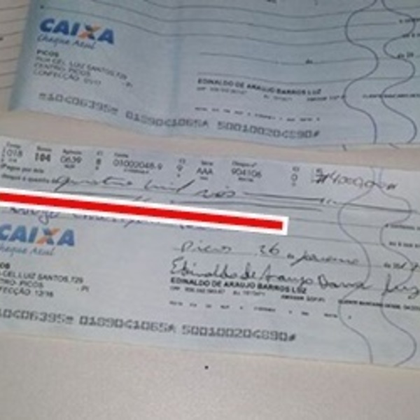 Homem é flagrado tentando descontar cheque falso de R$ 4 mil em banco