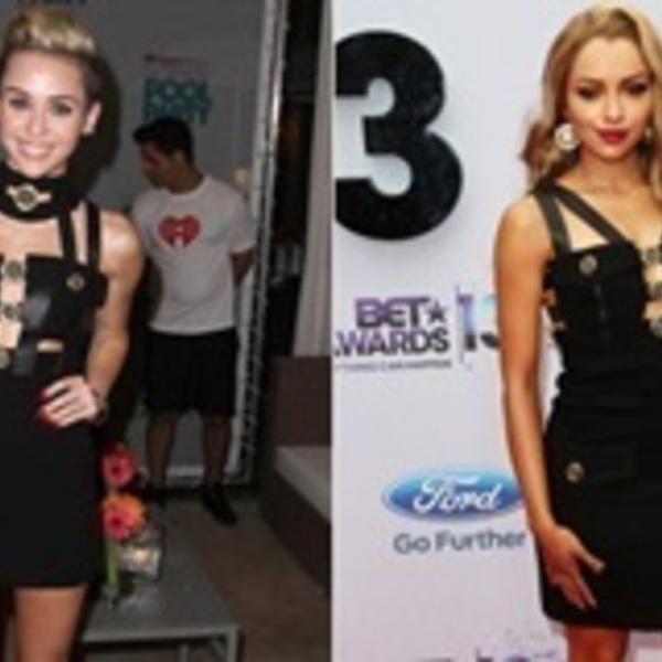 Quem usou melhor o vestido preto da grife Versace: Miley Cyrus ou Kat ...